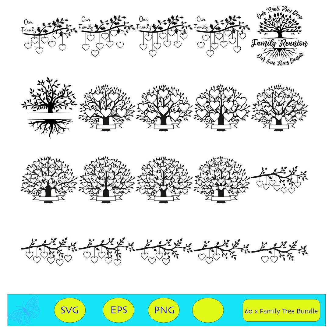 Family Tree Bundle, Svg / Eps / Png Bundle, 60 Family Tree Tree of Life ...