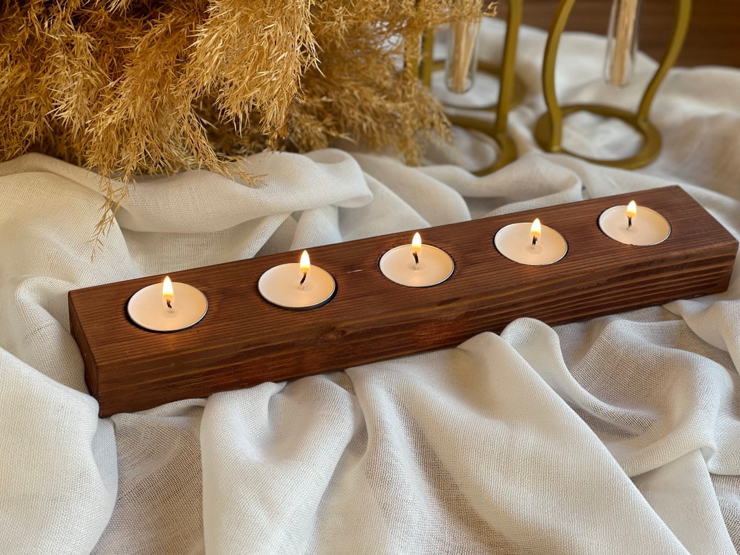 Wood Candle Holders Heart Shape Mother's Day Gift Rustic Wooden ...