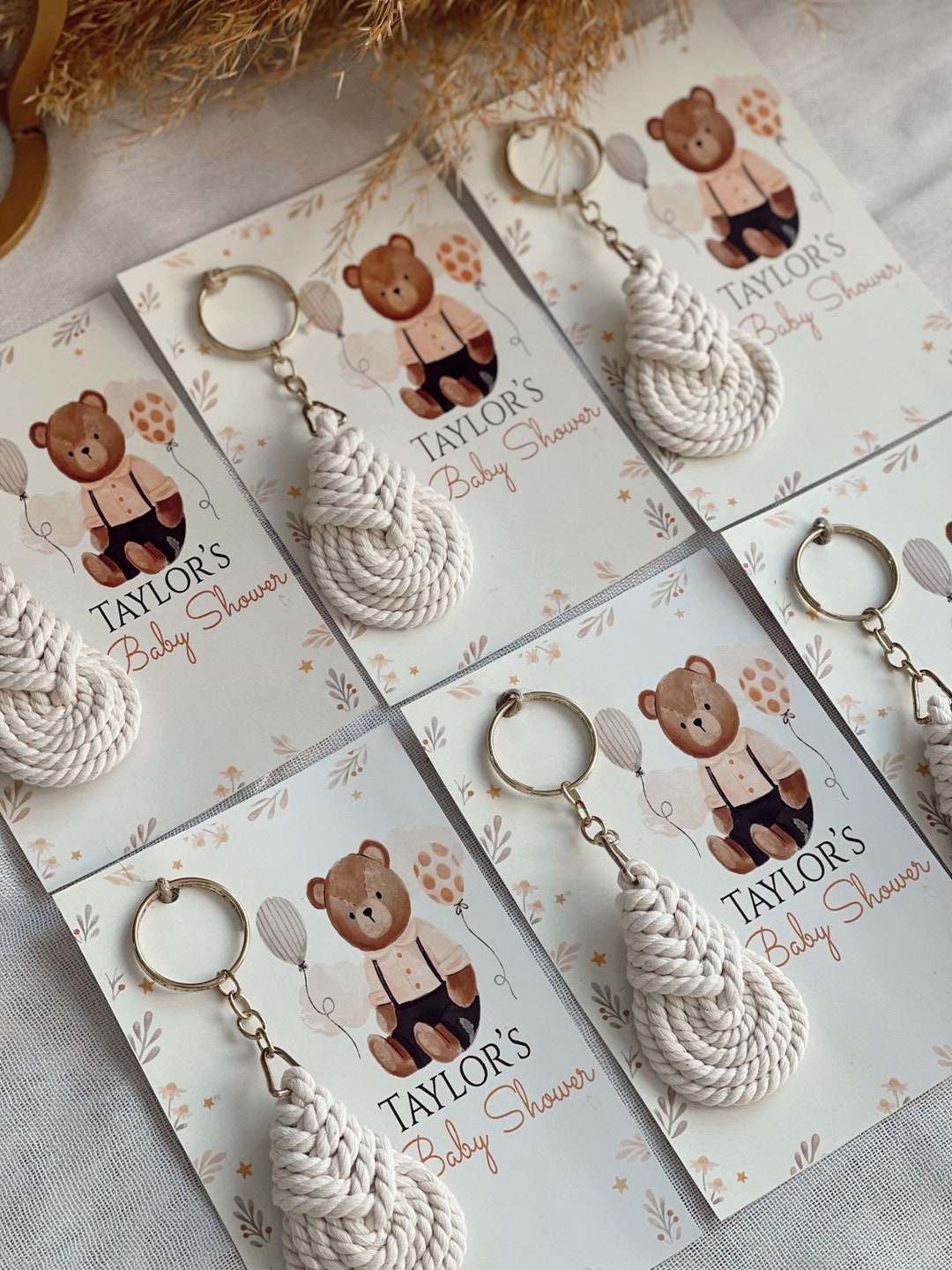 Personalized Macramé Keychains, Birthday Gift for Guests in Bulk, Boho ...