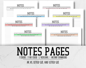 A6 Daily Notes Printable Template Daily Notes Planner Note - Etsy