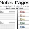 6 Unique Downloadable Note Taking Pages Featuring Coloring Page Margins ...