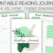 Book Reading Journal Printable Green Reading Planner Bundle, Book ...