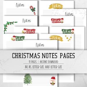 Christmas Notes Page Printable, Colorful Notes Pages Instant Download ...