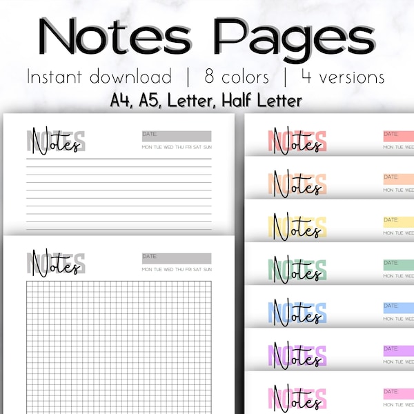 Printable Notes - Etsy