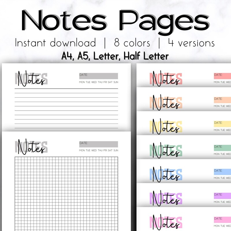 Printable Notes - Etsy
