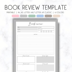 Printable Book Review Template Colorful Book Review Cute - Etsy