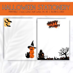 Printable Halloween Stationery: Lined Writing Paper (digital Download ...
