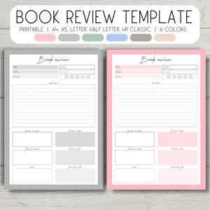 Printable Book Review Template, Colorful Book Review, Cute Reading ...