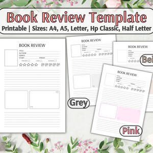Printable Book Review Template, Printable Reading Journal, Reading ...
