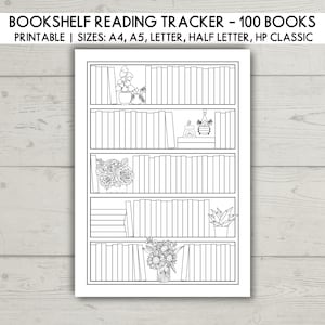 Printable Bookshelf Reading Tracker, Plants and Flowers Reading Planner ...
