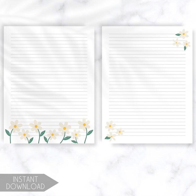 Printable Daisy Stationery Daisy Writing Paper Floral - Etsy