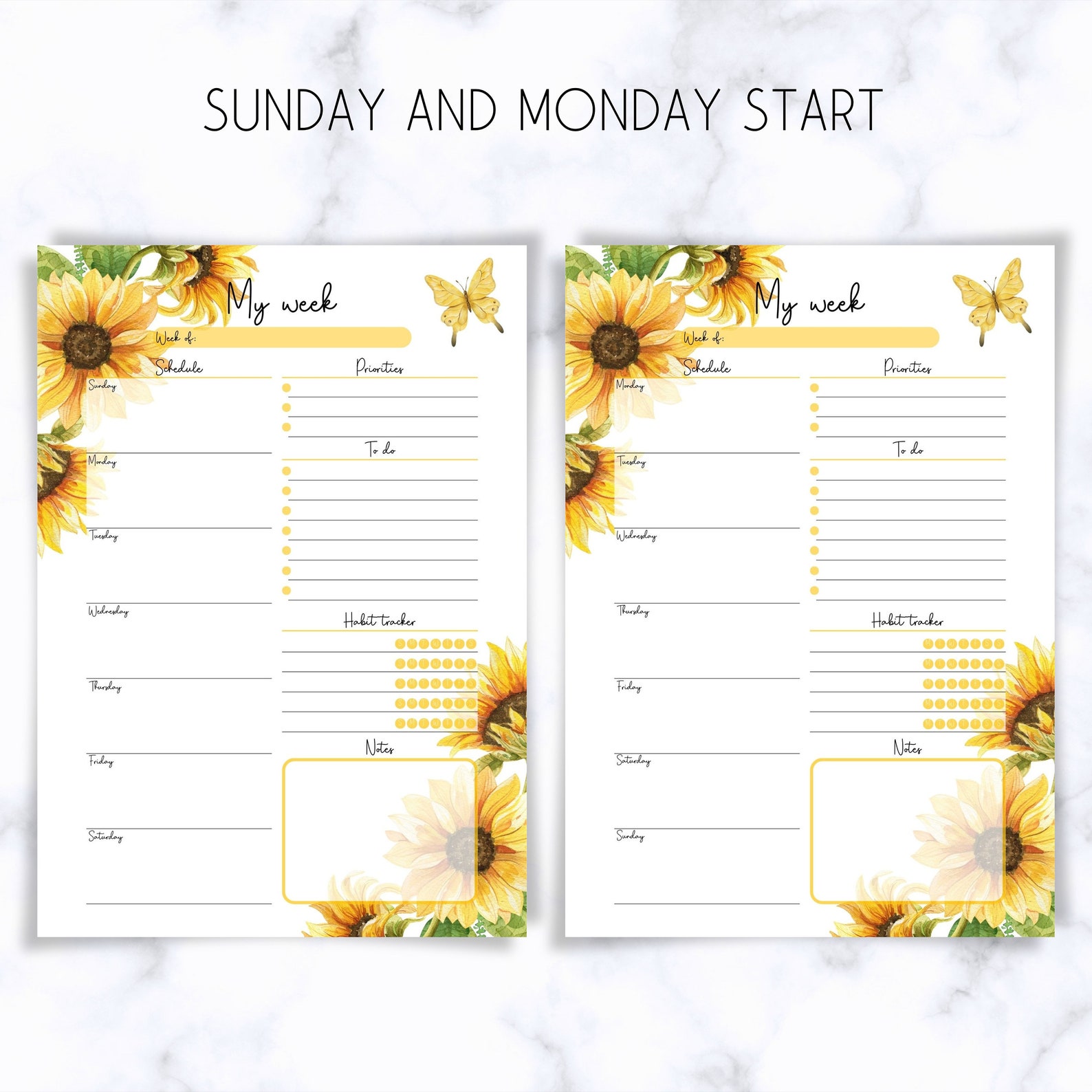 Sunflower Planner Bundle: Daily, Weekly, Monthly (printable) - Etsy