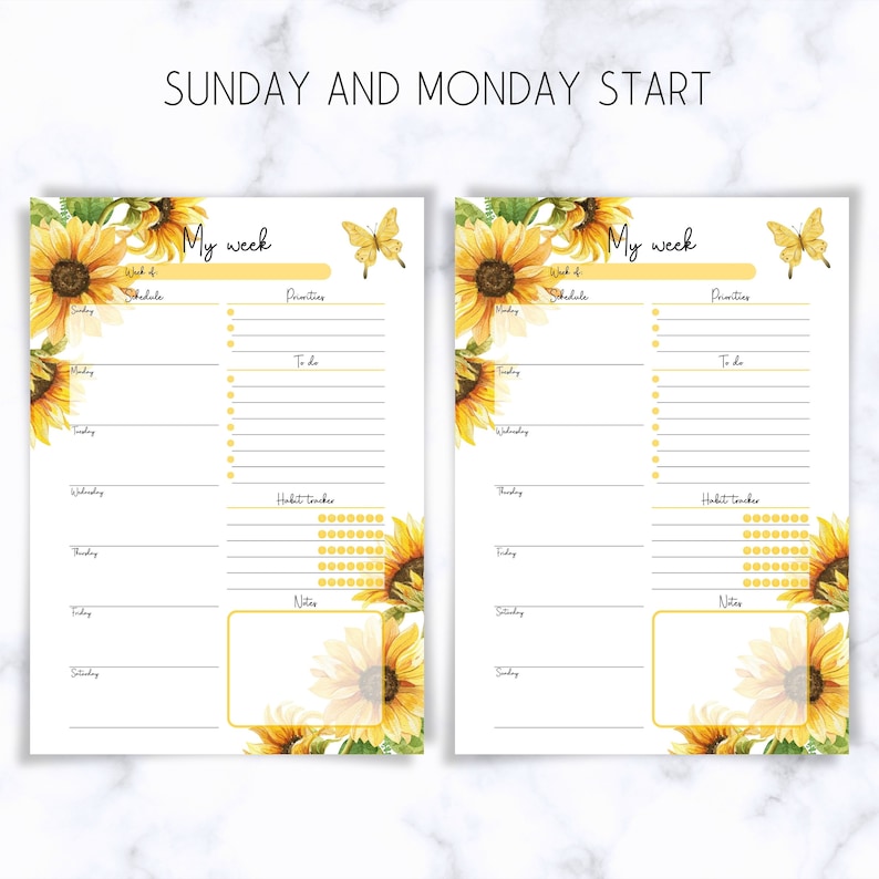Sunflower Planner Bundle: Daily, Weekly, Monthly (printable) - Etsy