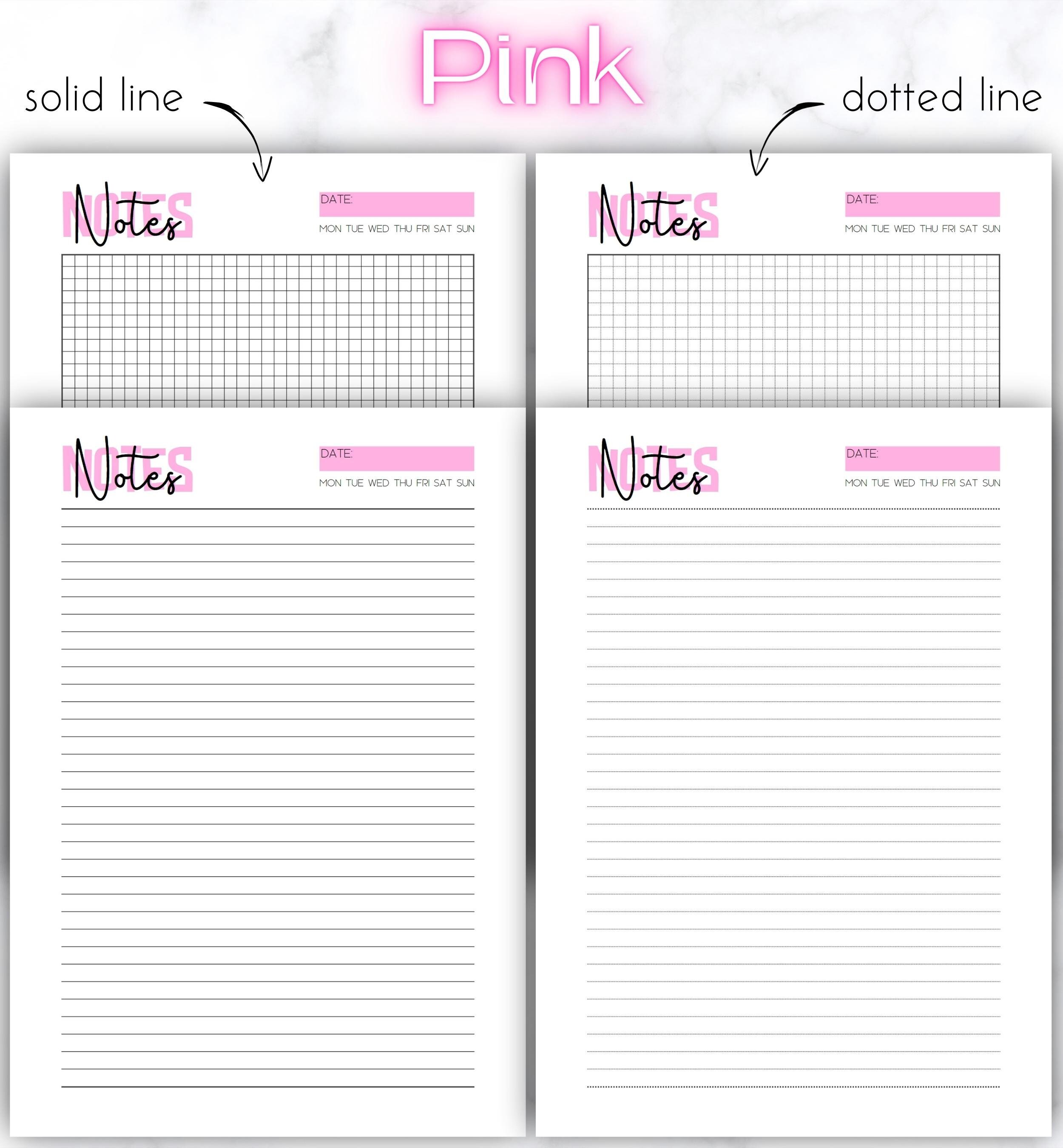 Colorful Notes Pages Printable: Lined & Graph Paper (PDF) - Etsy