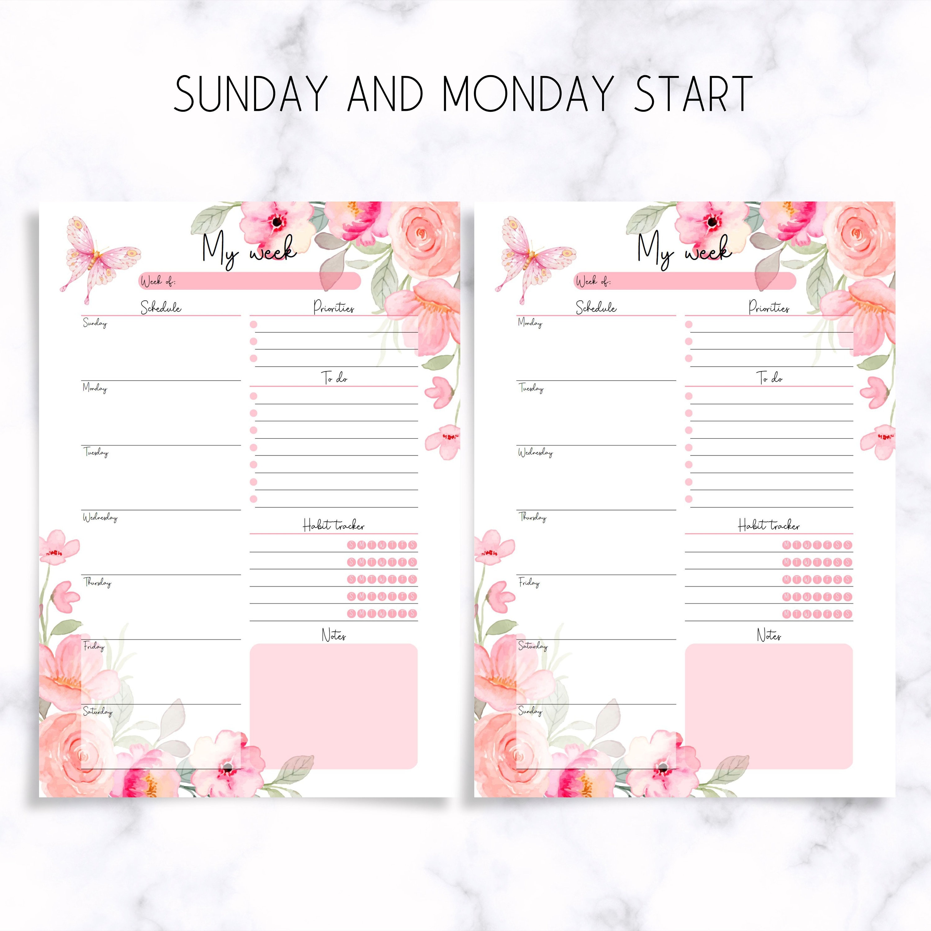 Floral Planner Bundle: Daily, Weekly, Monthly (digital Download) - Etsy
