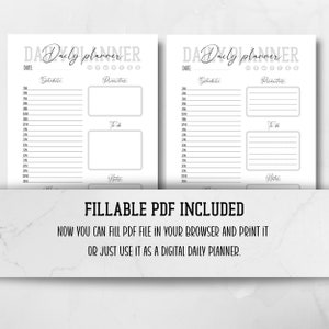 Printable Daily Planner Editable, Day Planner, Hourly Planner, Fillable ...
