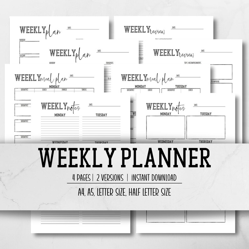 Planner Bundle Printable Daily Planner Weekly Planner Monthly - Etsy