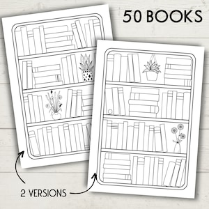 Bookshelf Reading Log Printable: 50 & 100 Book Challenge (digital ...