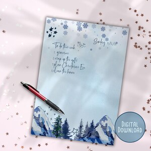 Watercolor Winter Stationery, Printable Winter Stationery, Winter ...