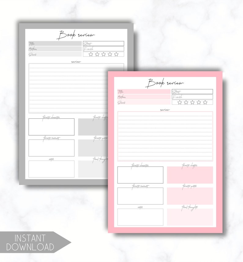 Printable Book Review Template Colorful Book Review Cute - Etsy