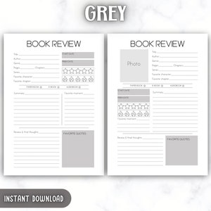 Printable Book Review Template: Reading Journal & Tracker (a4/a5/letter ...
