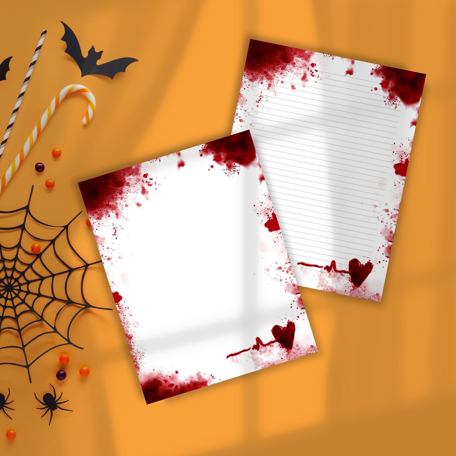 Spooky Halloween Stationery: Lined Writing Paper (digital Download) - Etsy