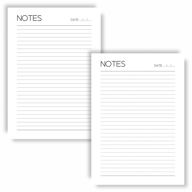 Notes Pages Printable Lined Notes Pages Notes Planner Study - Etsy