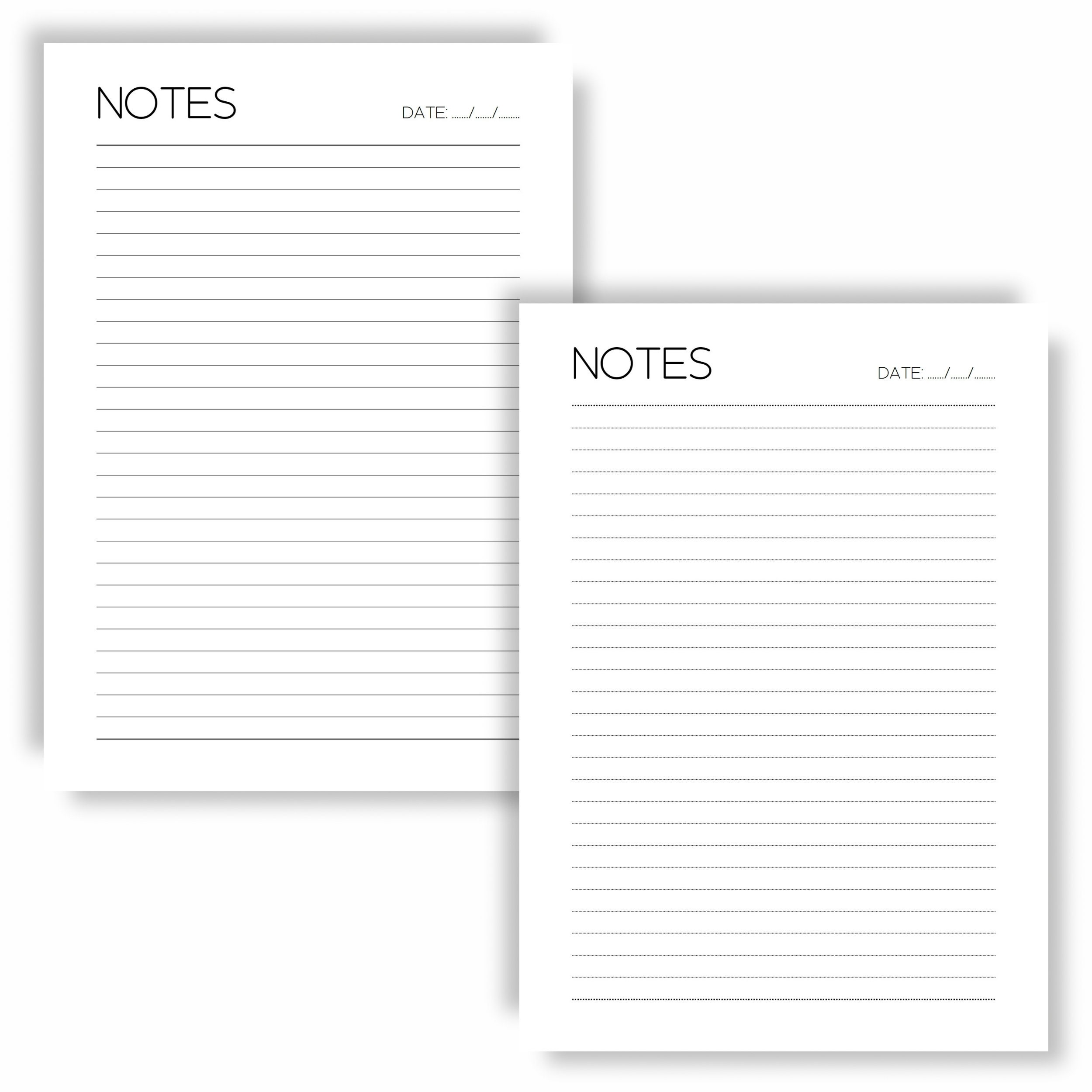 Notes Pages Printable Lined Notes Pages Notes Planner Study - Etsy