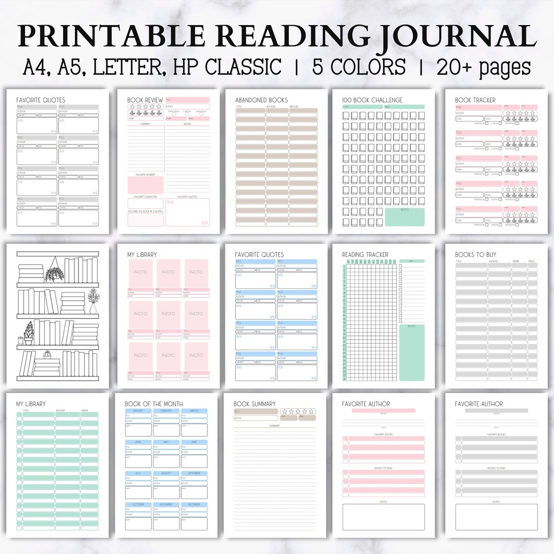 Reading Planner, Reading Journal Printable, Book Review Journal Book ...