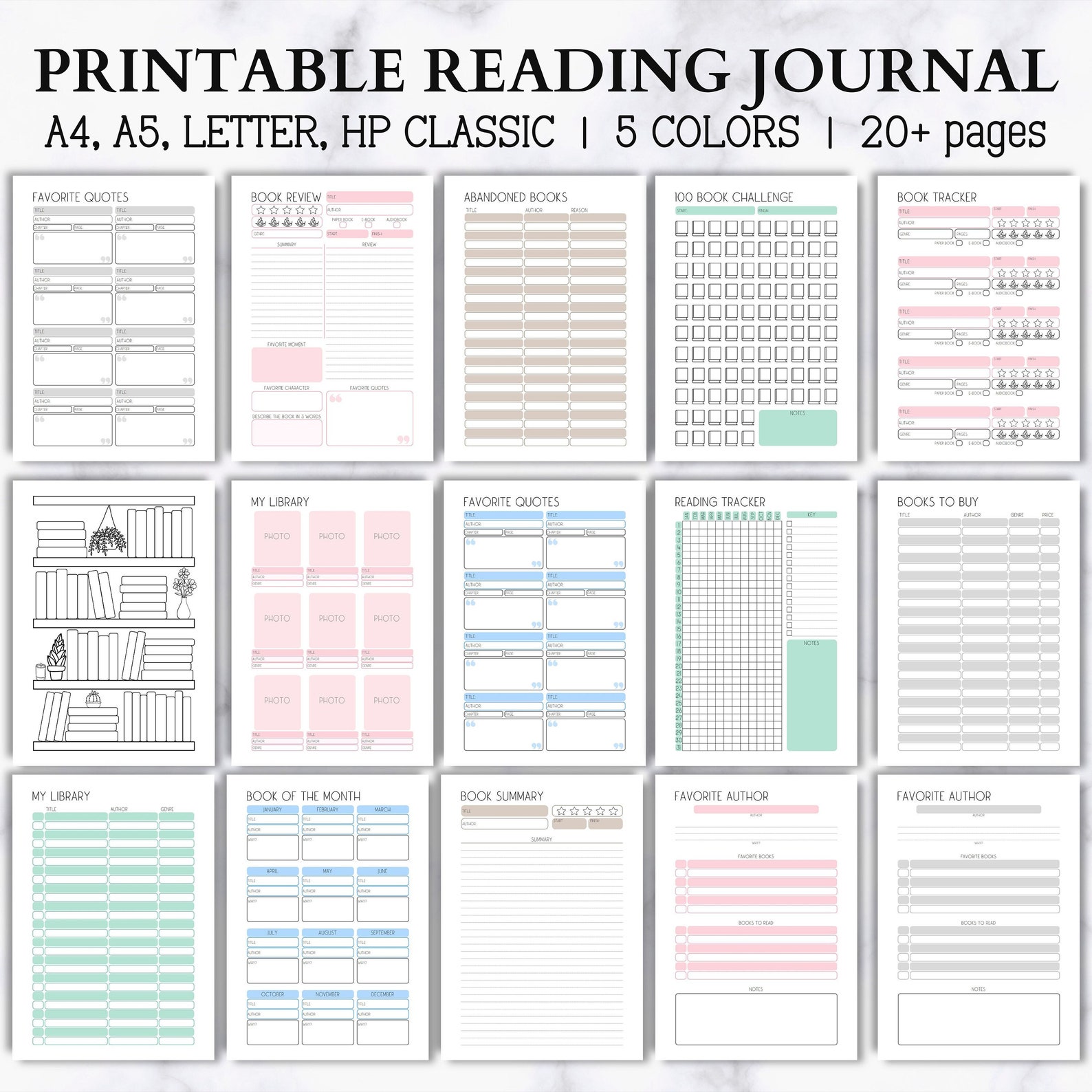 Reading Planner, Reading Journal Printable, Book Review Journal Book ...