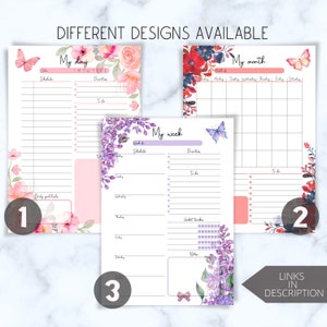 Printable Planner Bundle, Flower Themed Planner Printable, Daily Plan ...
