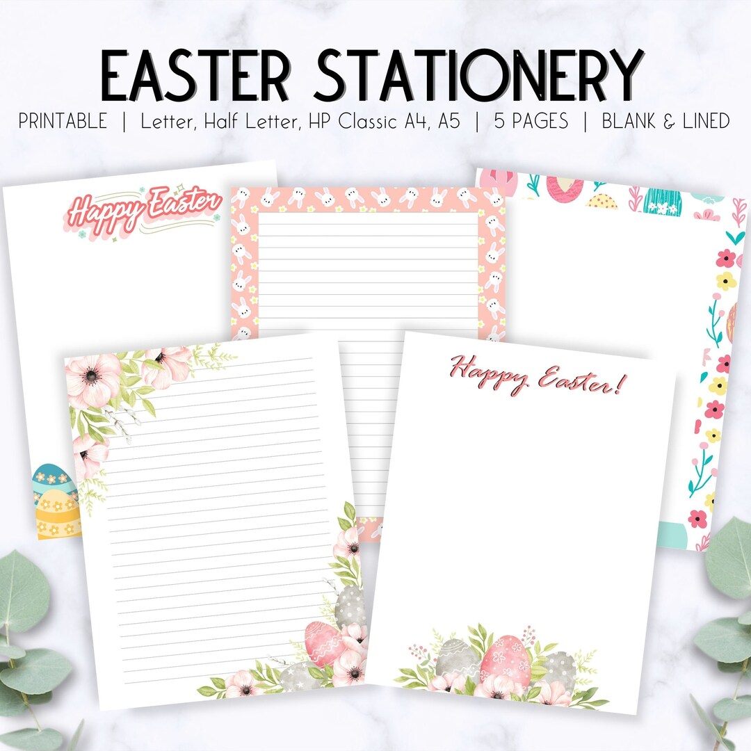 Easter Stationery Printable, Lined and Blank Letter Writing Paper ...