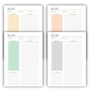 Recipe Page Printable, Blank Recipe Template, Recipe Sheet A4 A5 Letter ...