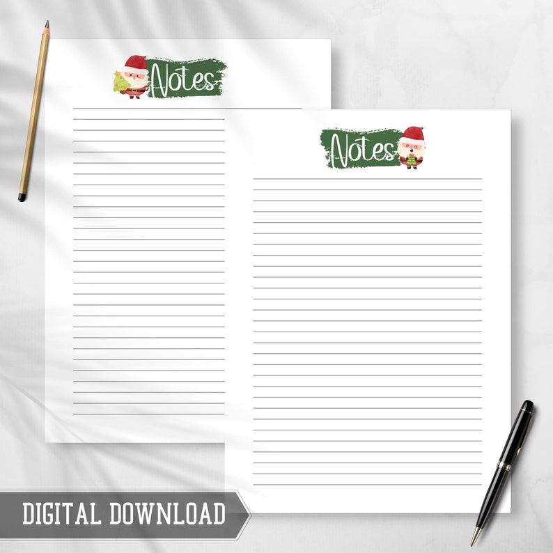 Christmas Notes Page Printable Colorful Notes Pages Instant - Etsy