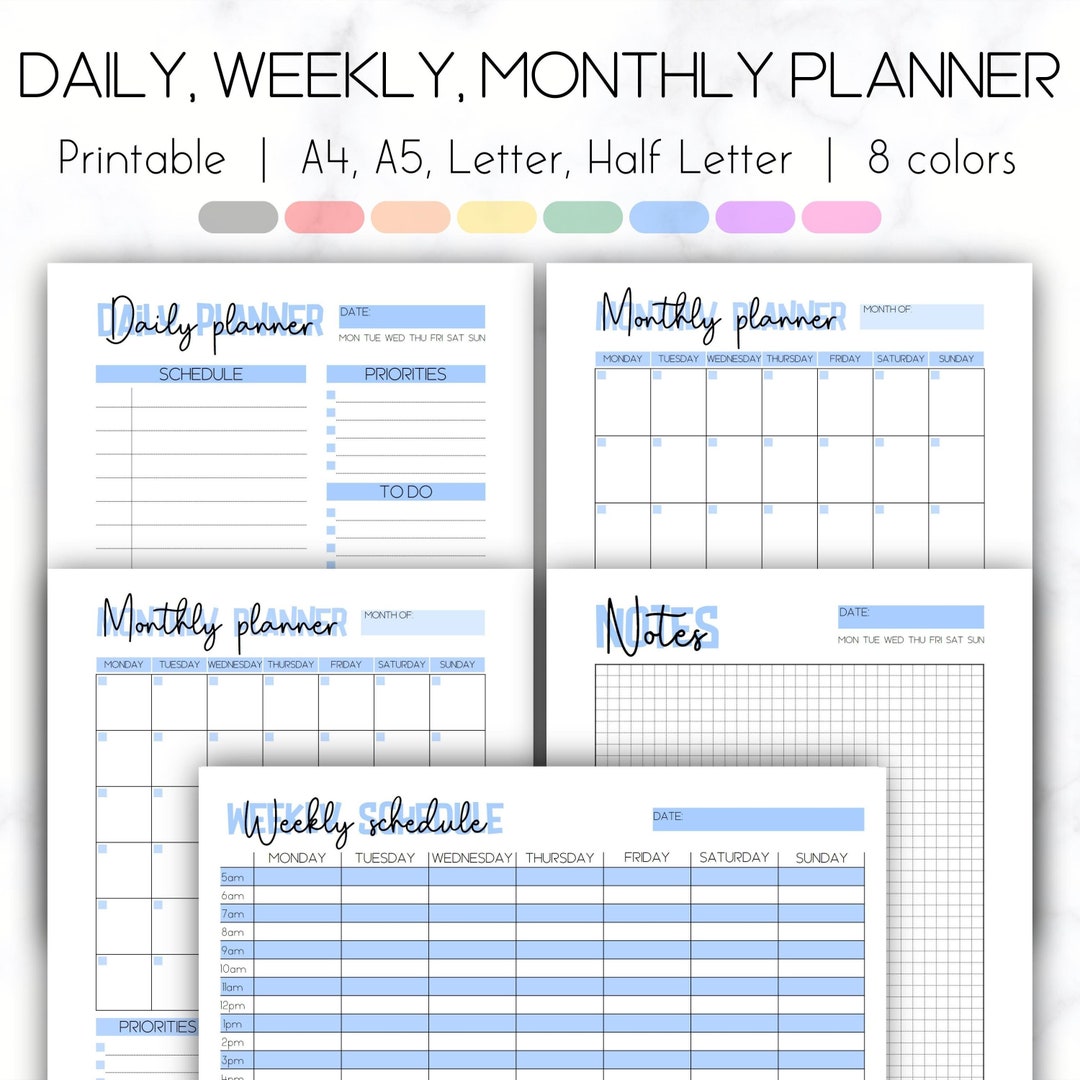 Printable Planner Bundle, Daily/weekly/monthly Planner, Printable ...