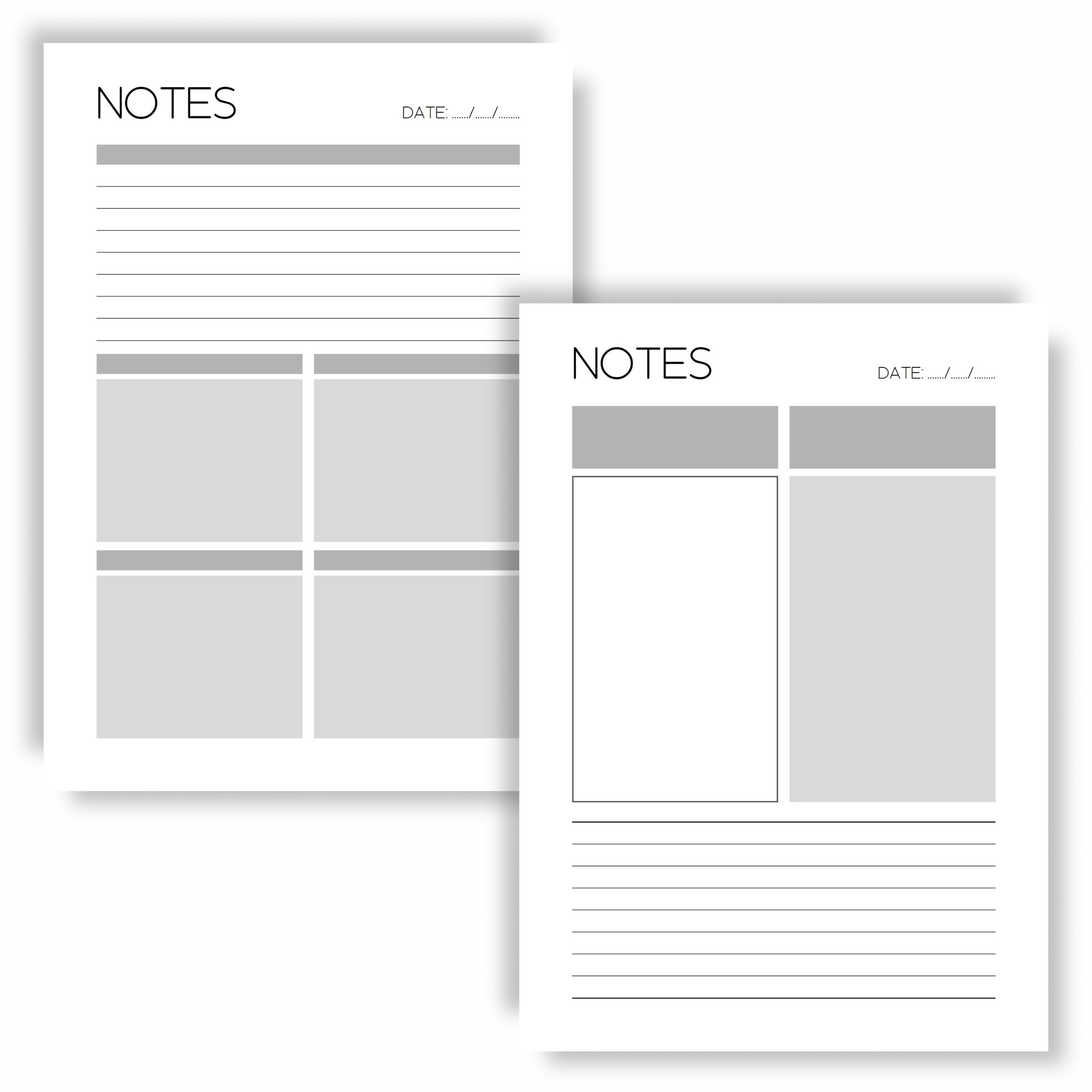 Notes Pages Printable Lined Notes Pages Notes Planner Study - Etsy