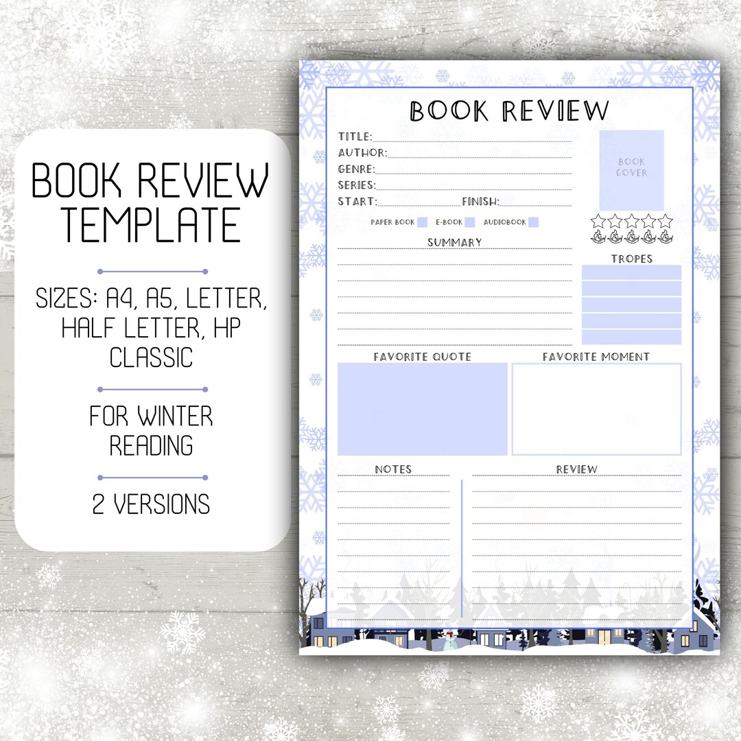 Winter Book Review Template: Printable Reading Journal (PDF) - Etsy
