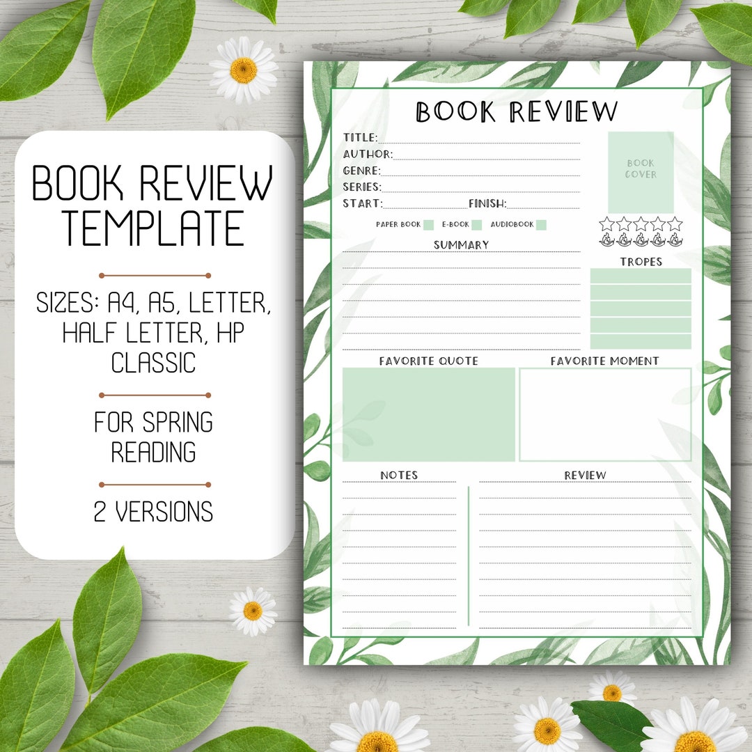 Printable Book Review Template, Spring Reading Tracker, Printable ...