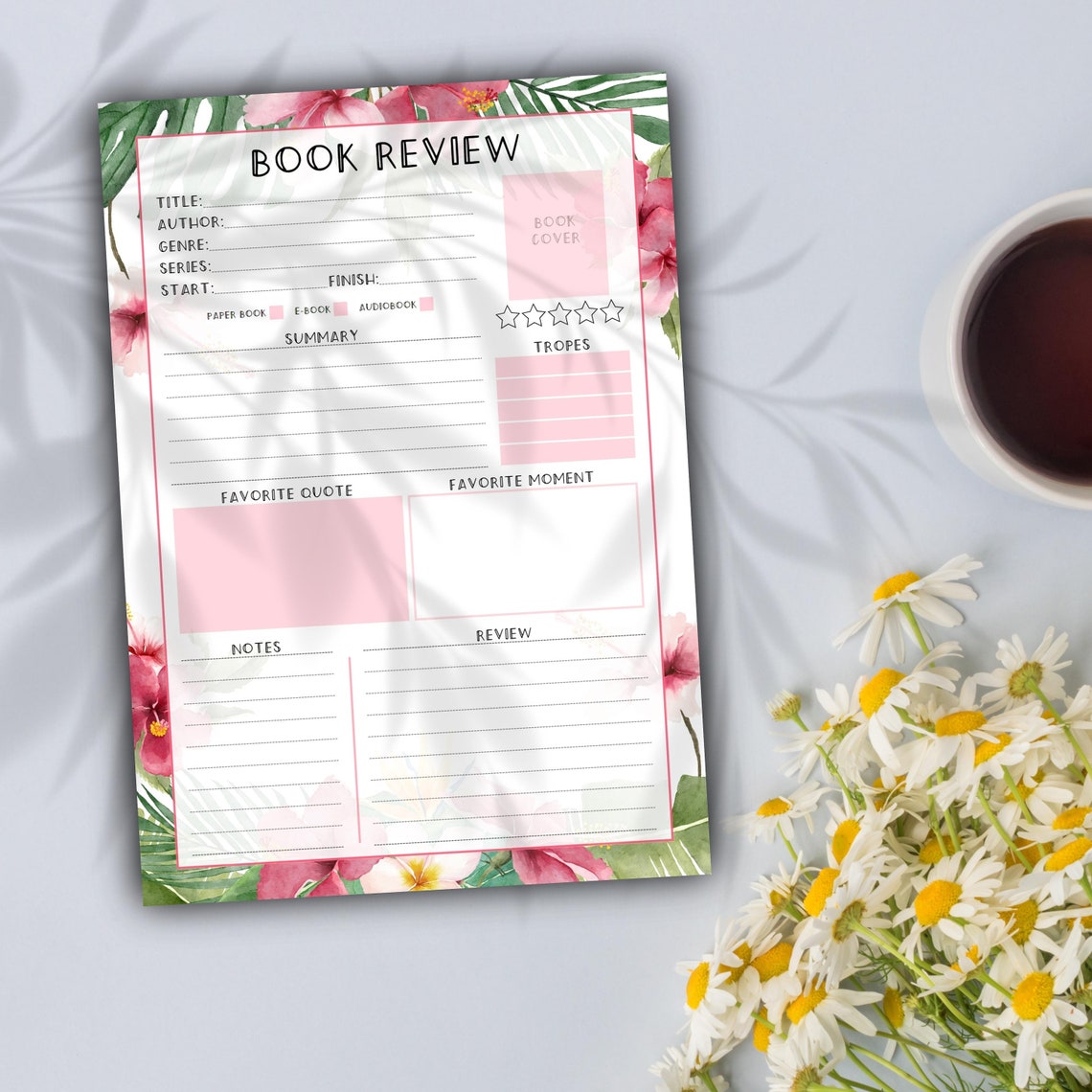 Printable Book Review Summer Reading Tracker Printable - Etsy