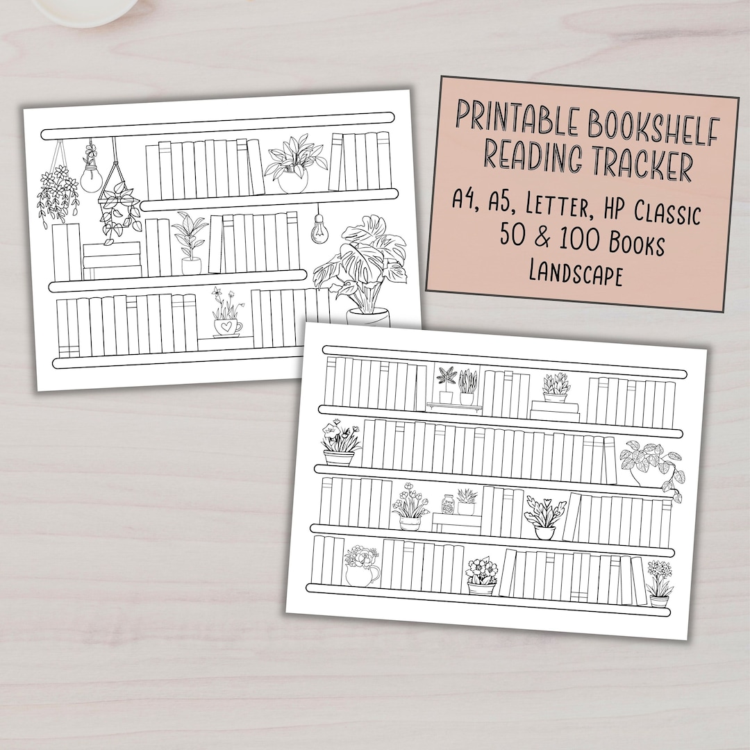 Bookshelf Reading Tracker Printable, Reading Challenge 50&100books ...