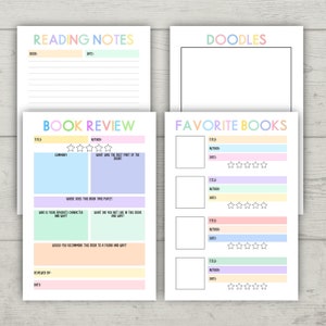 Kids Reading Journal Printable: Book Tracker, Reading Challenge (A4 A5 ...