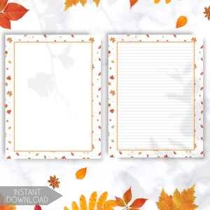 Printable Fall Stationery, Printable Writing Paper, Autumn Stationery ...