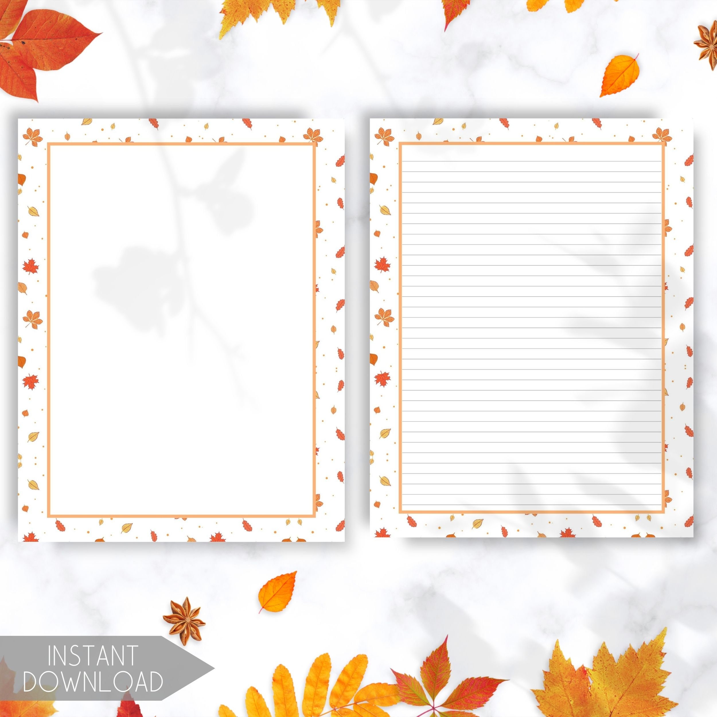 Printable Fall Stationery Printable Writing Paper Autumn - Etsy