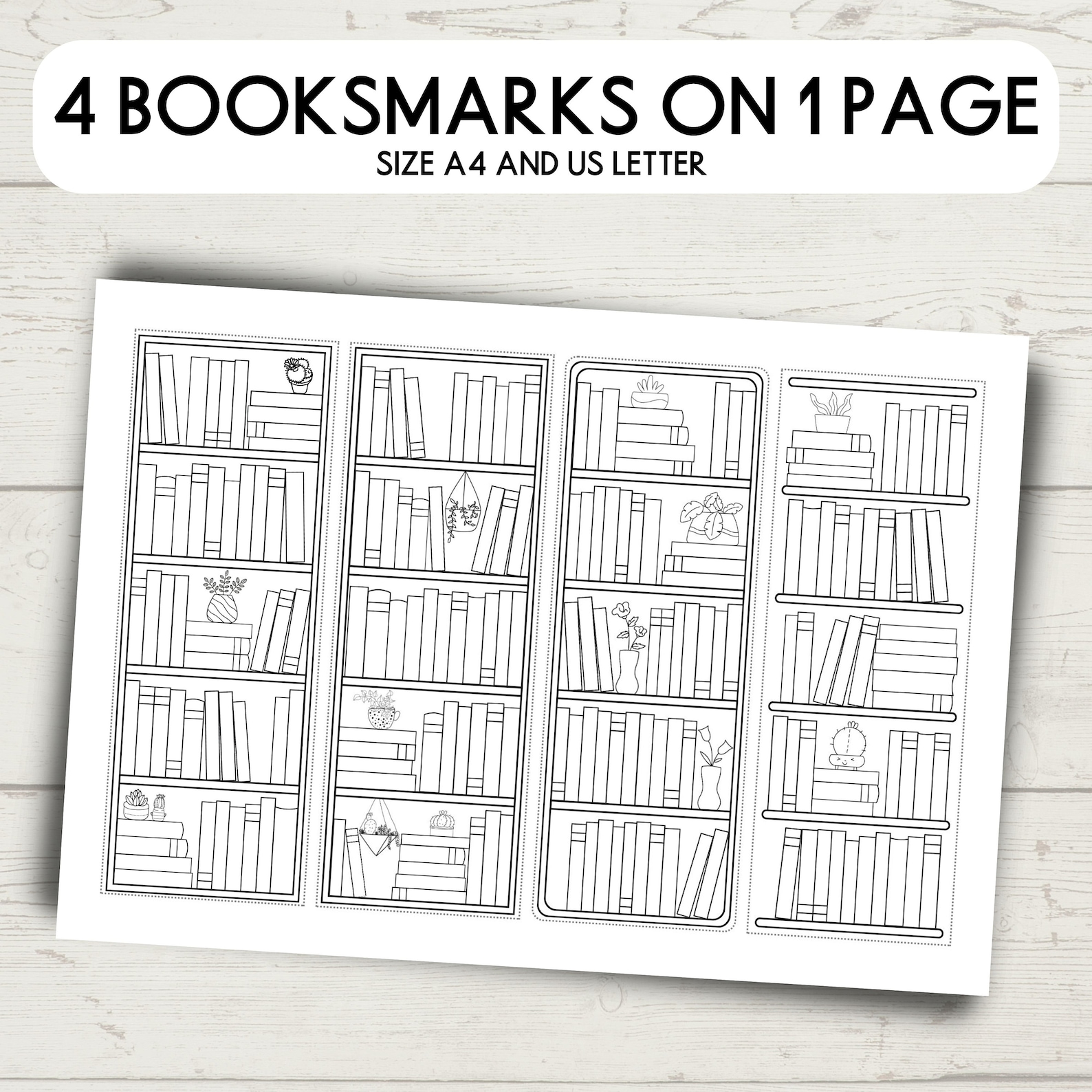 Printable Bookshelf Bookmarks, Reading Tracker, Coloring Bookmarks ...