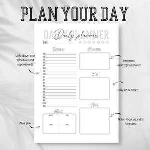 Printable Daily Planner Editable, Day Planner, Hourly Planner, Fillable ...