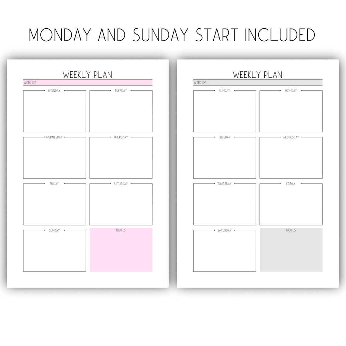 Weekly Plan Printable Week on 2 Pages Colorful Weekly - Etsy