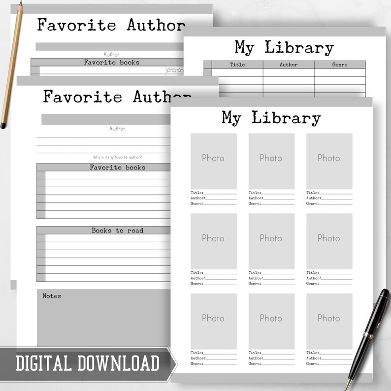 Book Reading Journal Printable Grey Reading Planner Bundle - Etsy