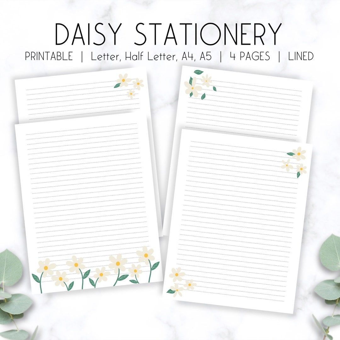 Printable Daisy Stationery, Daisy Writing Paper, Floral Stationery A4 ...