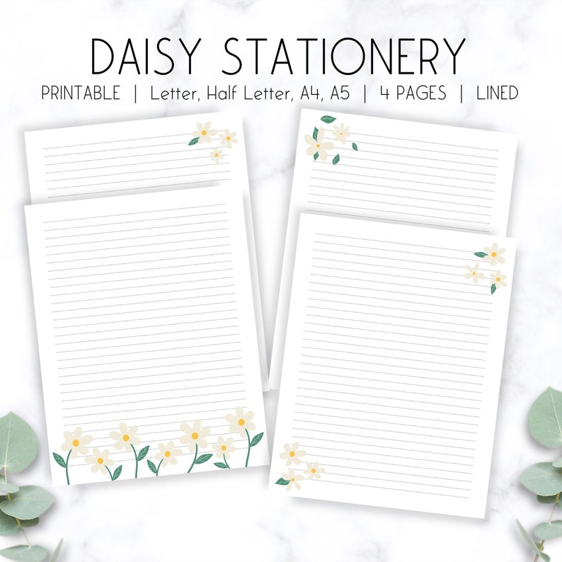Printable Daisy Stationery Daisy Writing Paper Floral - Etsy