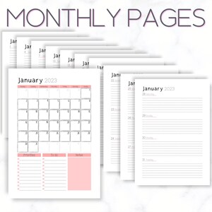 2023 Planner Pink Printable Daily Planner Weekly Planner - Etsy